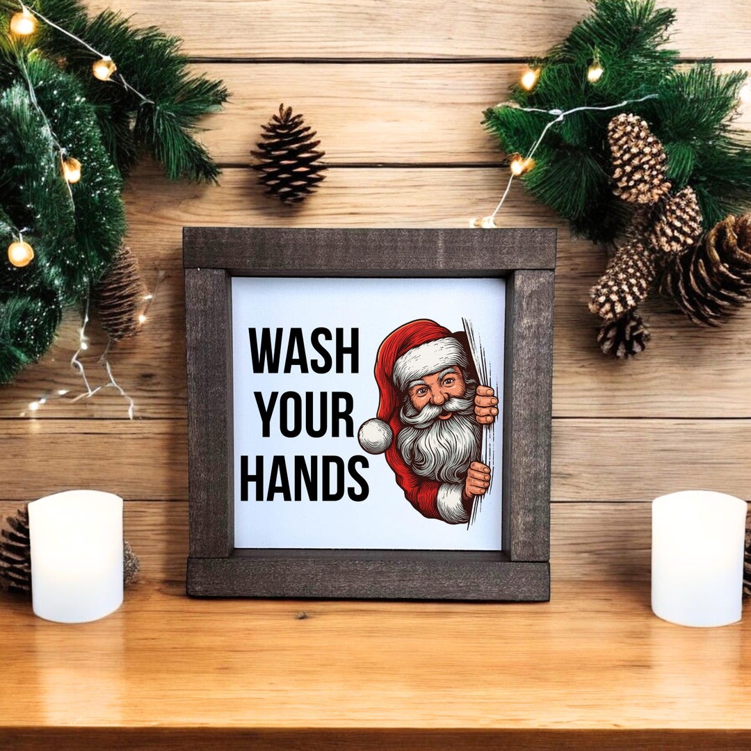 Christmas Bathroom Wooden Sign, Wash Your Hands Sign, Bathroom Decor ...