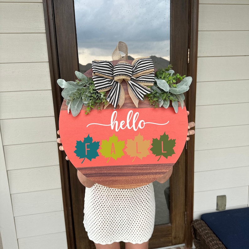 Hello Fall Door Hanger, Hello Fall Door Decor, Fall Door Decor, Hello ...