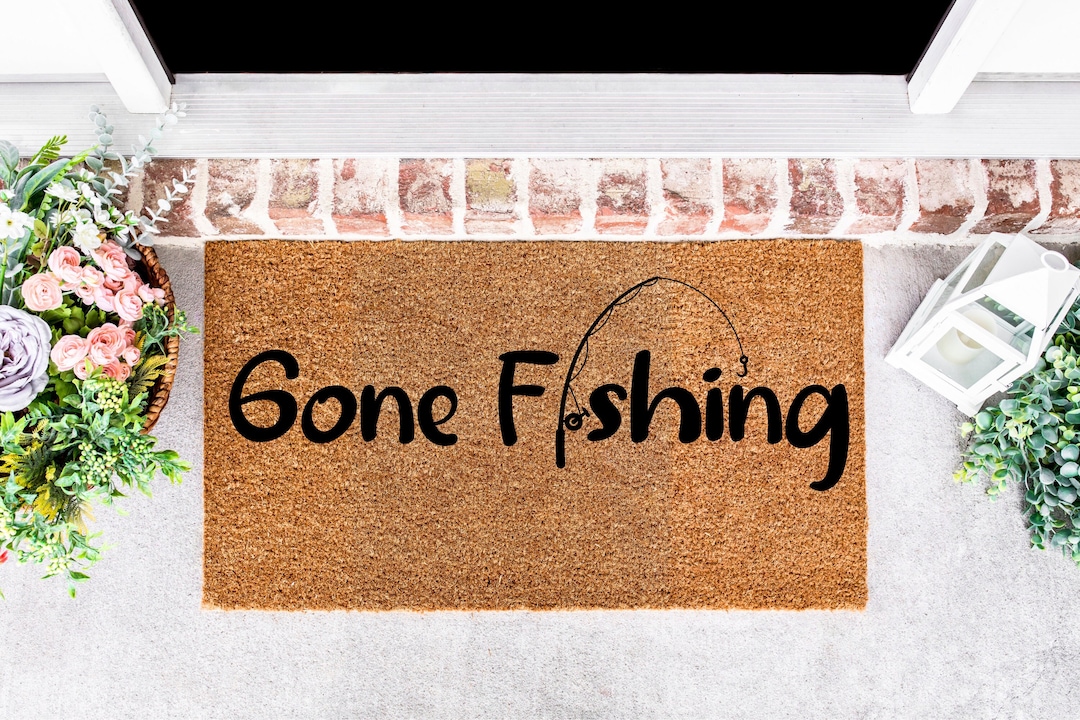 Gone Fishing Doormat, Gone Fishing Decor, Fishing Doormat, Camp Doormat ...