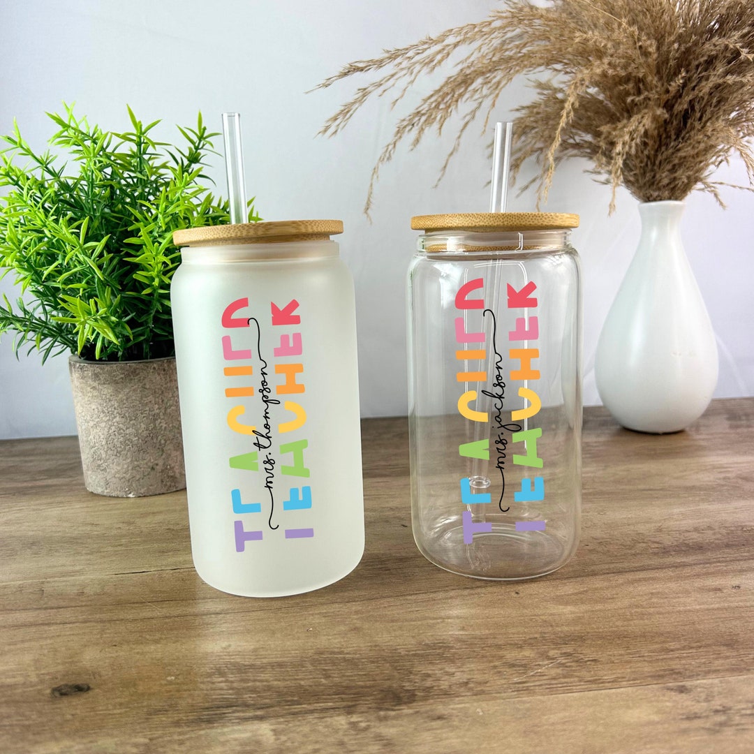 Teacher Glass Coffee Cup, Custom Teacher Coffee Cup, Teacher Coffee Cup ...