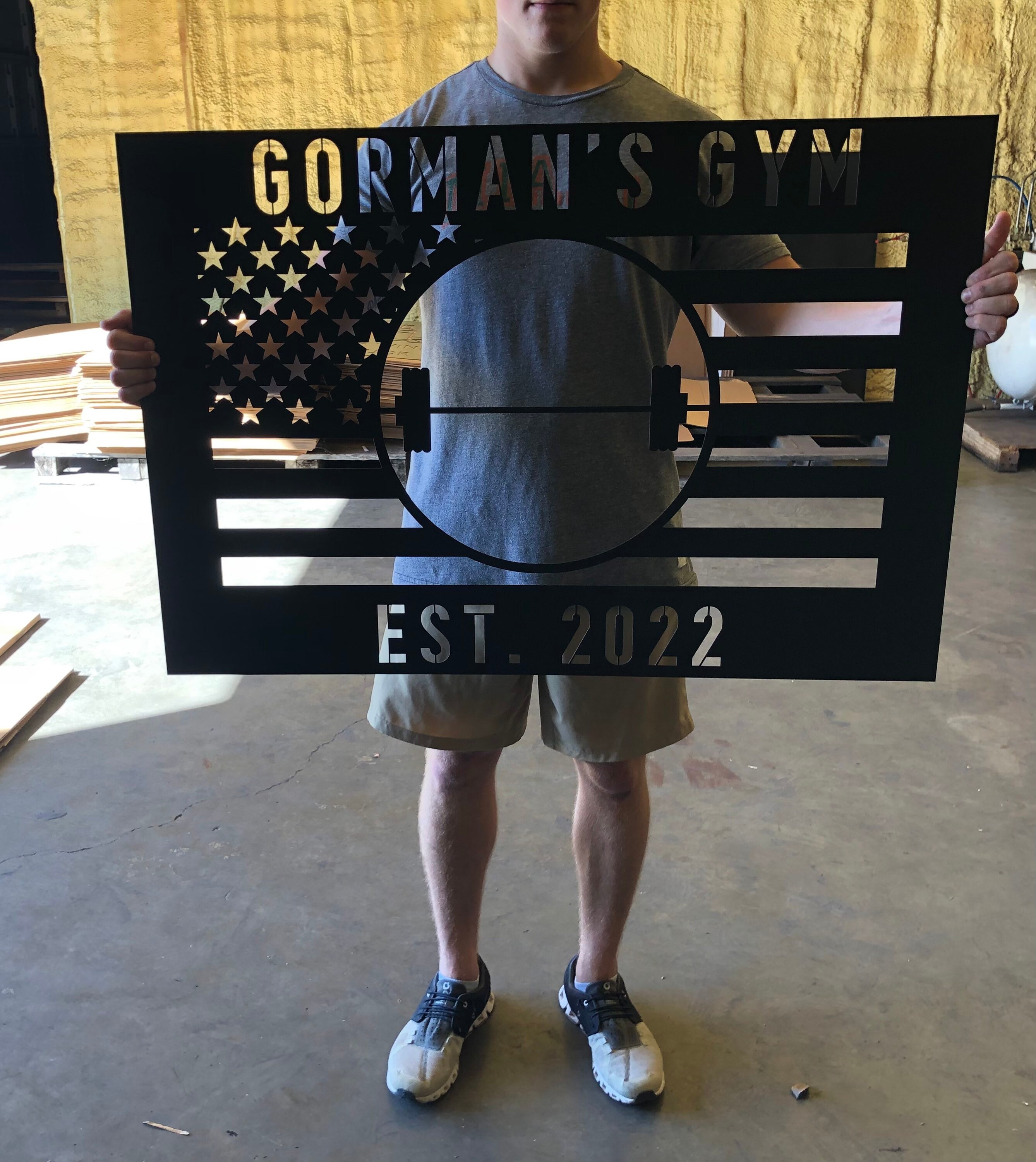 Gym Sign;metal American Flag Gym Sign; Personalized Home Gym Sign ...