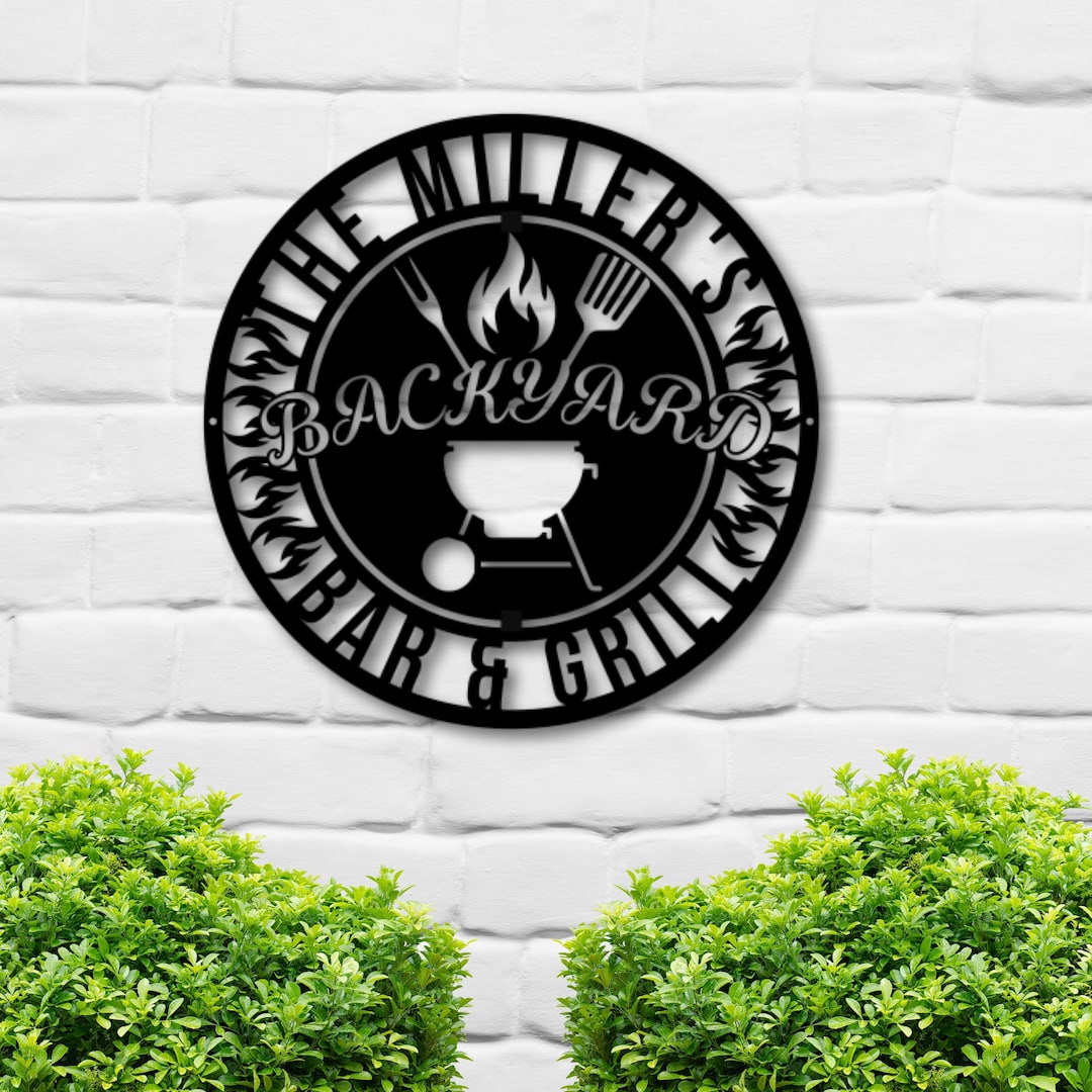 Metal Bar and Grill Sign Bar and Grill Sign Backyard Sign - Etsy