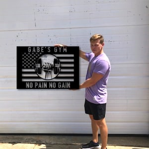 Gym Sign;metal American Flag Gym Sign; Personalized Home Gym Sign ...