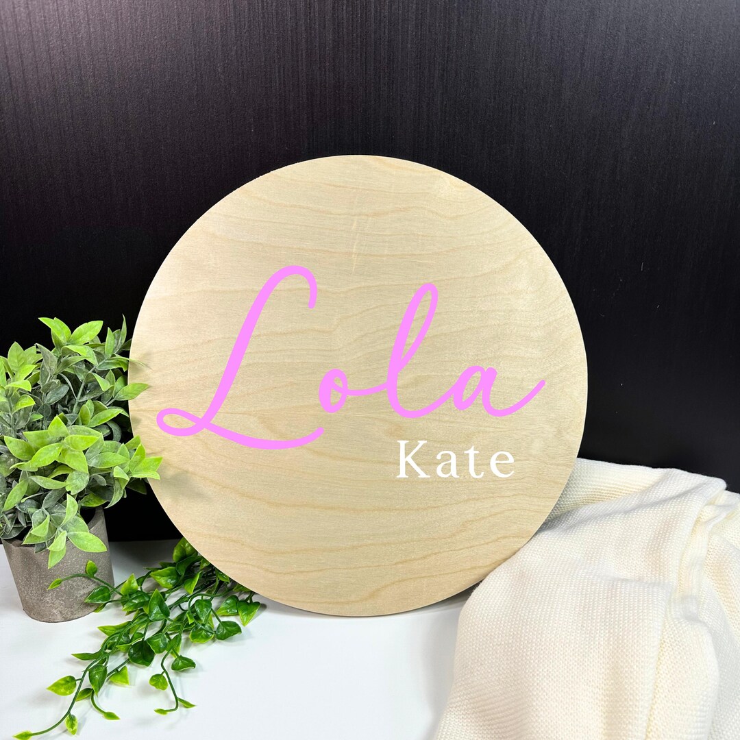 Nursery Name Sign, Personalize Round Plaque, Baby Shower Gift, Nursery ...