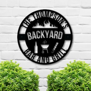 Personalized Metal BBQ Sign; Metal Barbecue Sign; Metal Bar and Grill ...