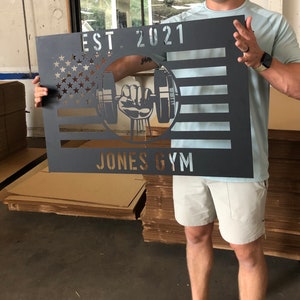 Gym Sign;metal American Flag Gym Sign; Personalized Home Gym Sign ...