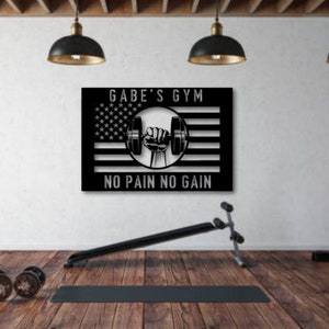 Gym Sign;metal American Flag Gym Sign; Personalized Home Gym Sign ...
