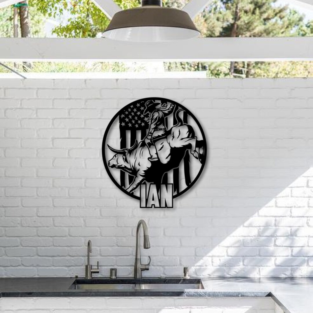 Metal Bull Riding Sign: Metal Rodeo Sign; Metal Texas Sign; Bull Riding ...