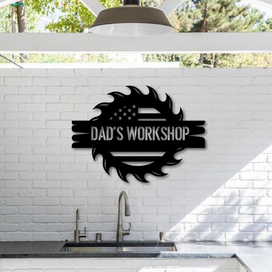 Custom American Flag Workshop Sign, Metal Shop Sign, Custom Garage Sign ...