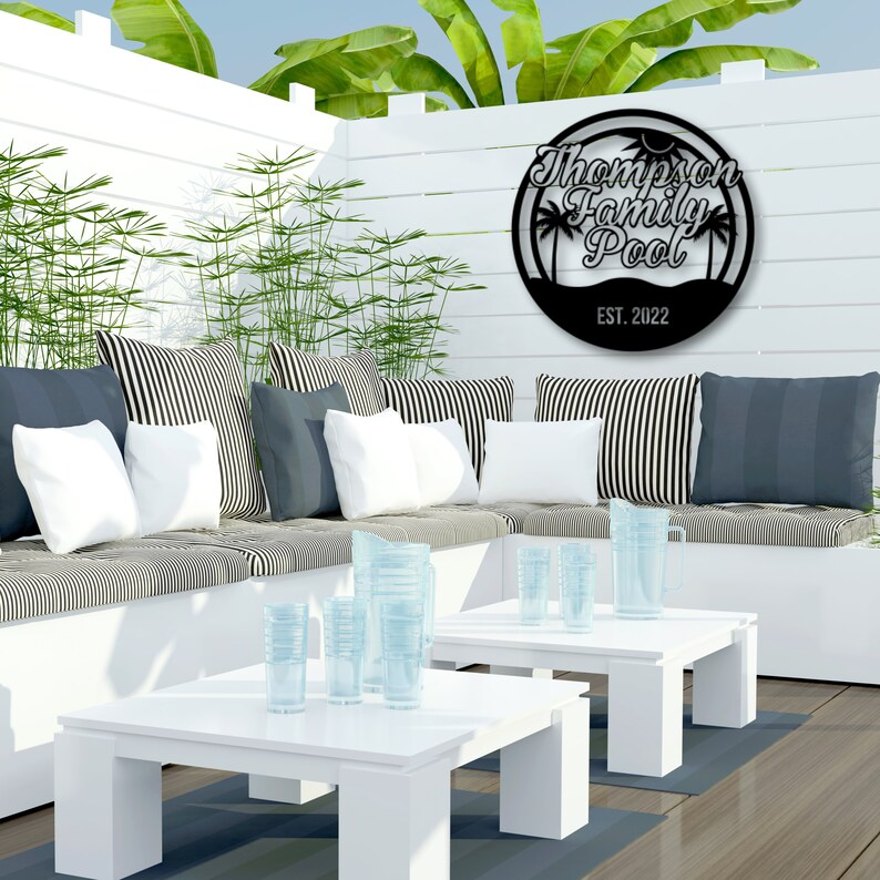 Personalized Metal Family Pool Sign, Metal Pool House Sign, Metal Pool ...