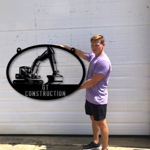 Metal Excavator Sign, Excavator Sign, Metal Construction Company Sign ...