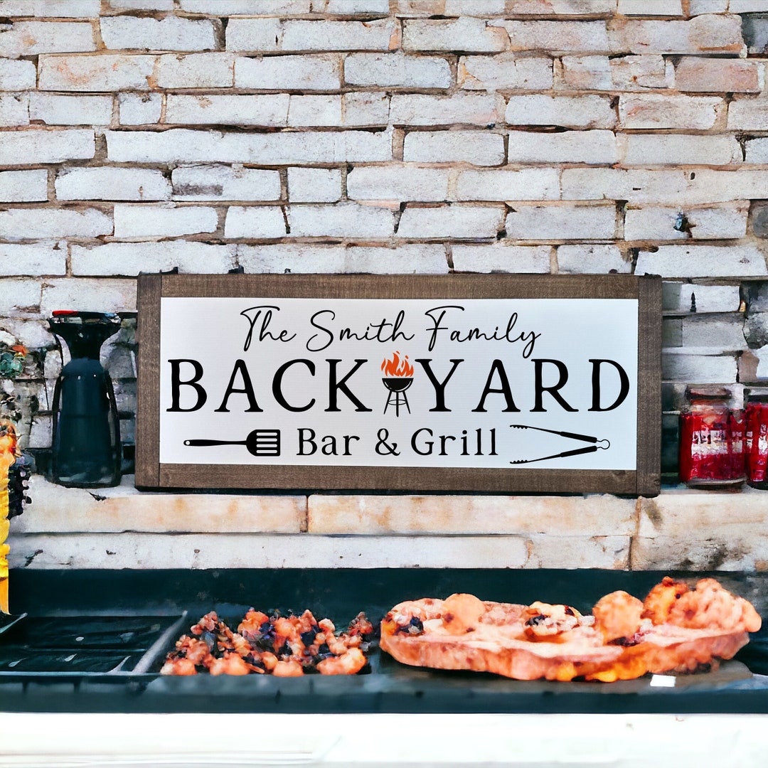 Backyard Bar & Grill Sign, Bar and Grill Sign, Backyard Patio Sign ...