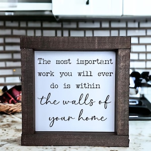 The Most Important Work Sign, Living Room Decor, New Home Sign, Realtor ...