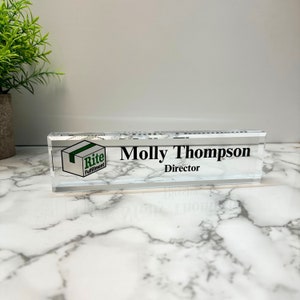 Customized Clear Acrylic Desk Name Plate Block With Personalized Logo ...