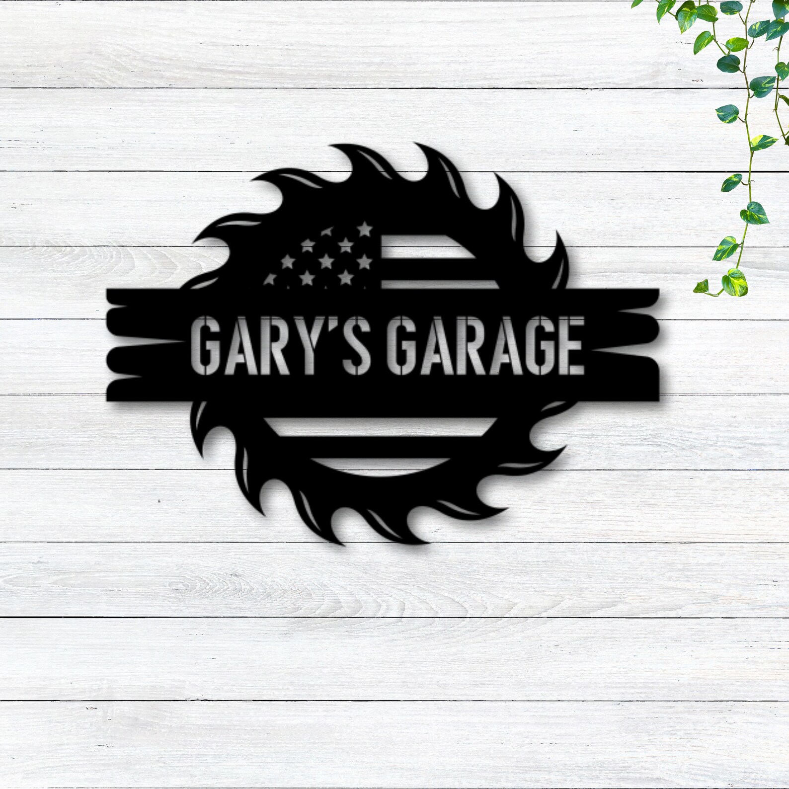 Custom American Flag Workshop Sign, Metal Shop Sign, Custom Garage Sign ...