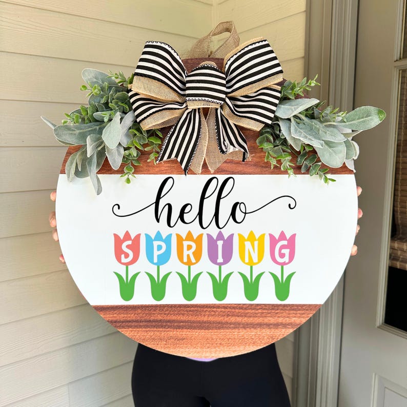 Spring Front Door Decor, Hello Spring Wreath, Spring Wreath, Spring ...