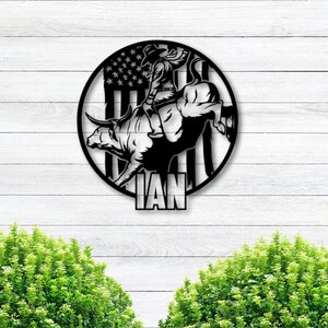 Metal Bull Riding Sign: Metal Rodeo Sign; Metal Texas Sign; Bull Riding ...