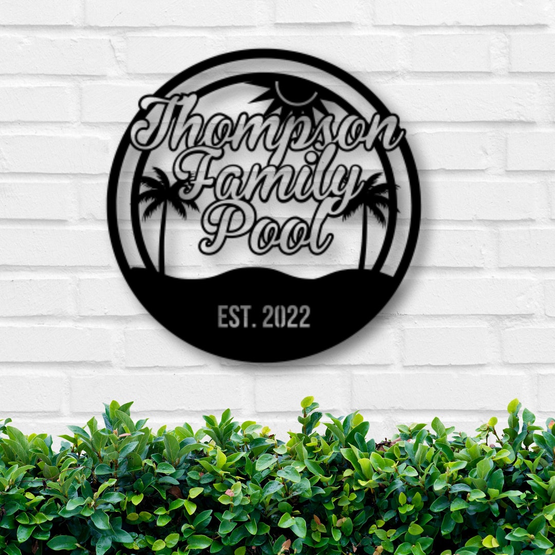 Personalized Metal Family Pool Sign, Metal Pool House Sign, Metal Pool ...