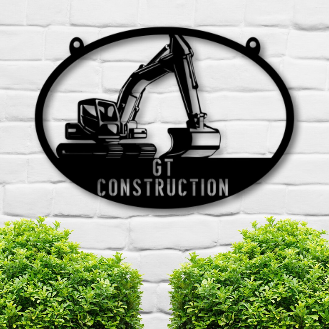 Metal Excavator Sign, Excavator Sign, Metal Construction Company Sign ...