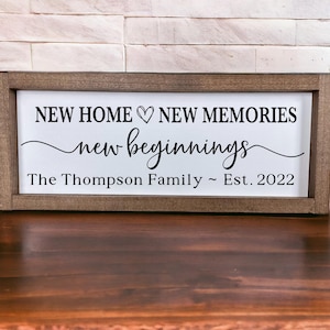 New Home Sign Personalized, New Home New Memories New Beginnings Sign, New Home Gift, Family ...