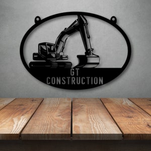 Metal Excavator Sign, Excavator Sign, Metal Construction Company Sign ...