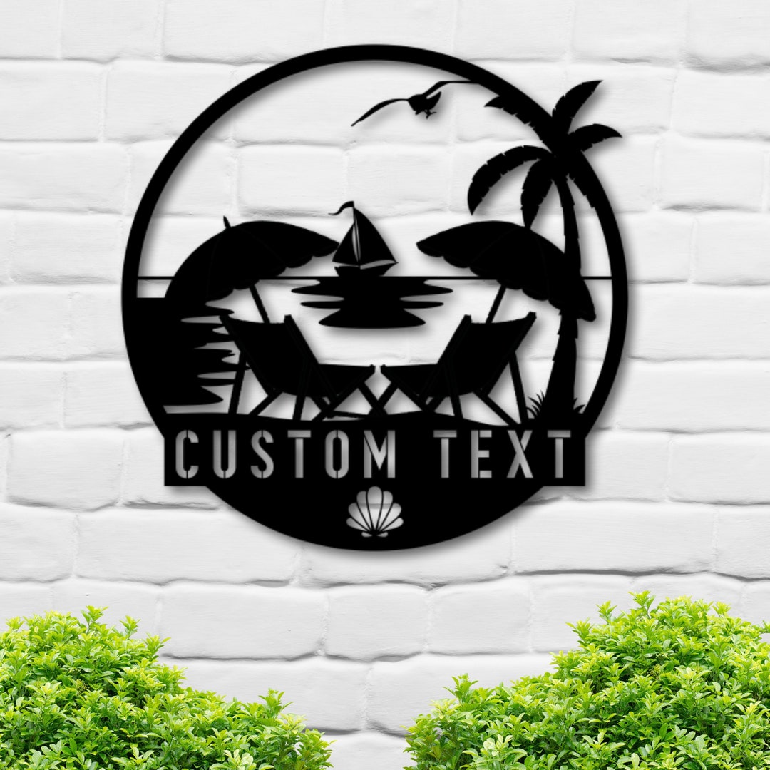 Metal Beach Scene Sign, Metal Beach House Sign, Beach House Decor ...