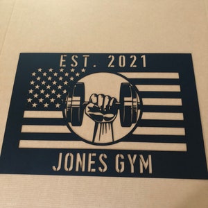 Gym Sign;metal American Flag Gym Sign; Personalized Home Gym Sign ...