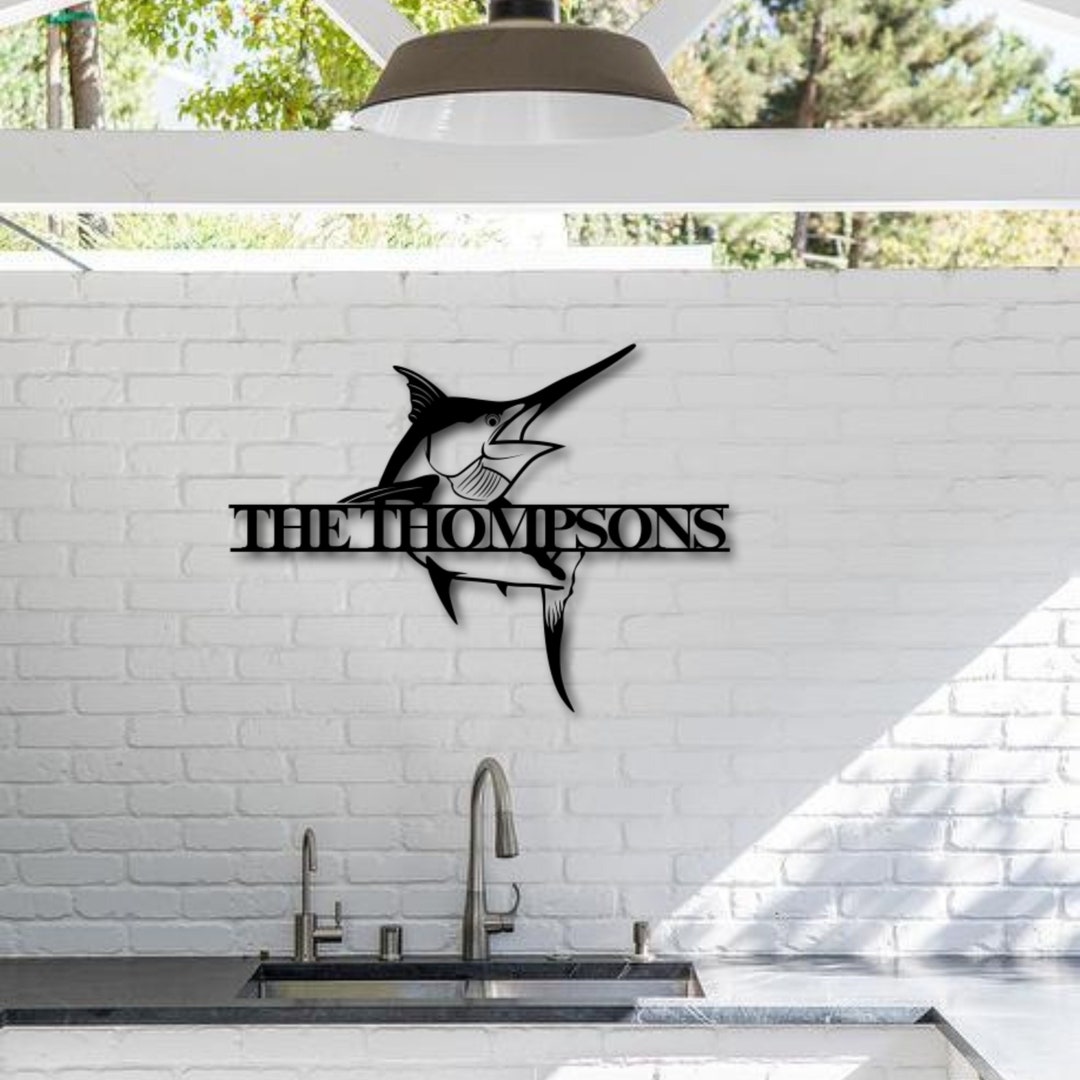 Metal Swordfish Sign, Split Monogram Swordfish Sign, Split Monogram ...