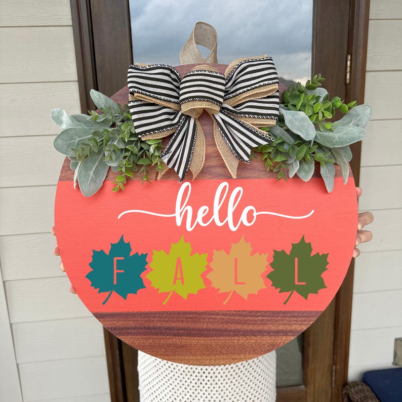 Hello Fall Door Hanger, Hello Fall Door Decor, Fall Door Decor, Hello ...
