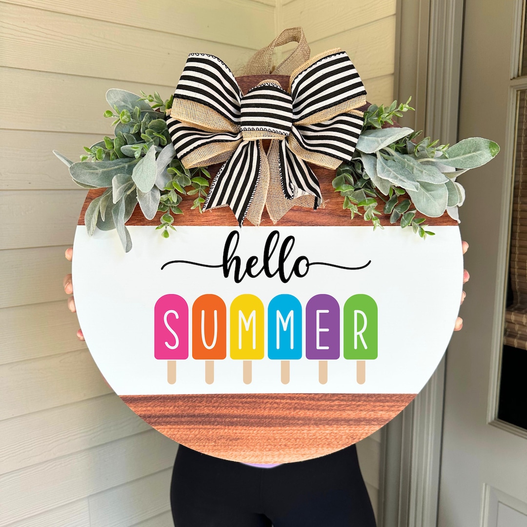 Summer Front Door Decor, Summer Wreath, Hello Summer, Sweet Summer Time ...