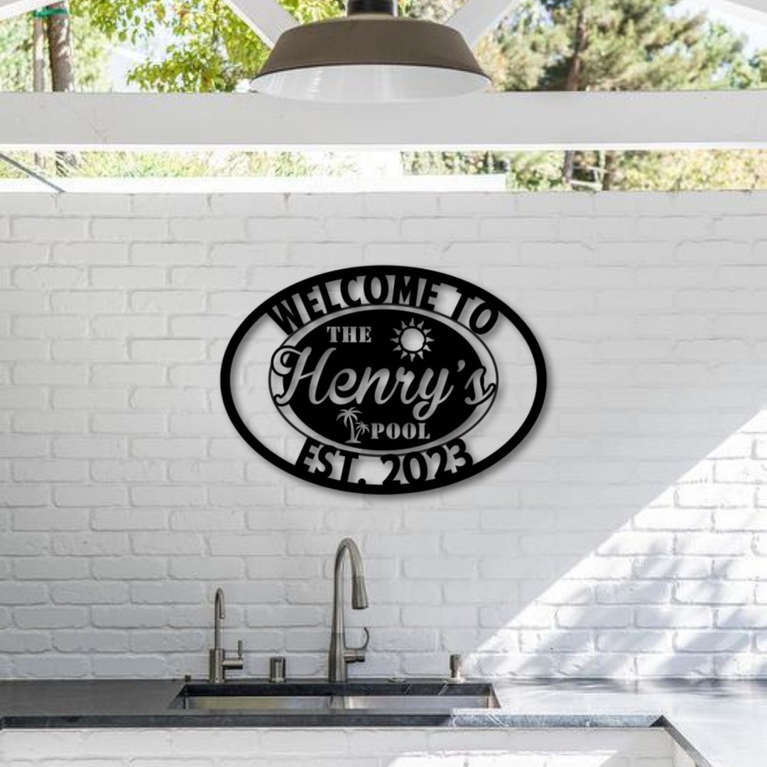 Personalized Backyard Pool Metal Sign; Metal Swimming Pool Sign; Pool ...
