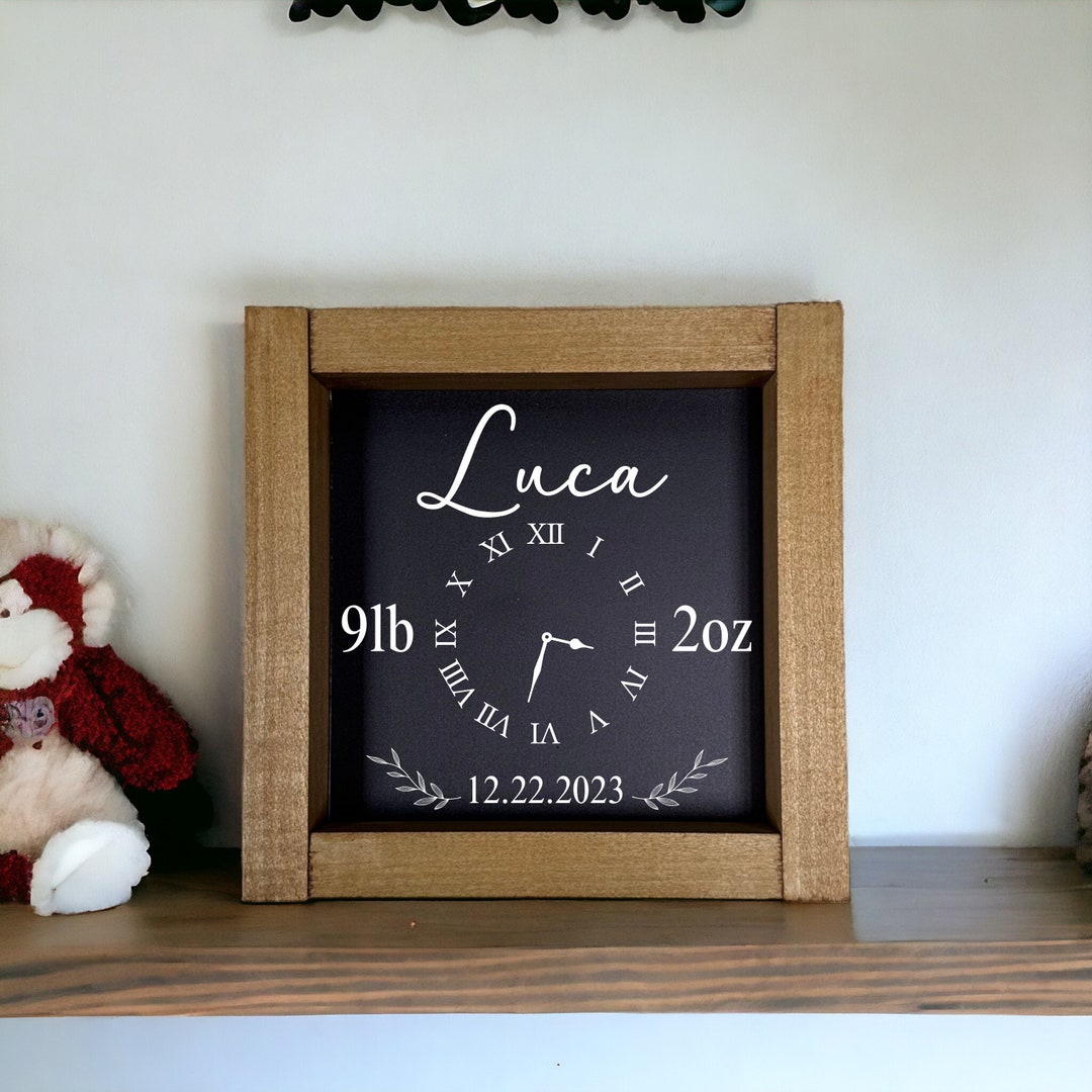 Children's Birth Clock Sign, Birth Stat Sign, Birth Date Sign, New Mom ...