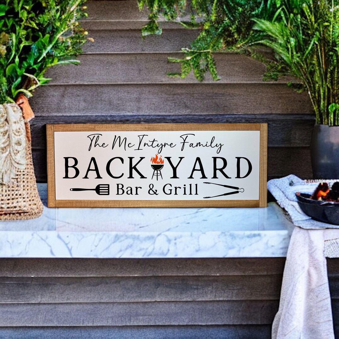 Backyard Bar & Grill Sign, Bar and Grill Sign, Backyard Patio Sign ...