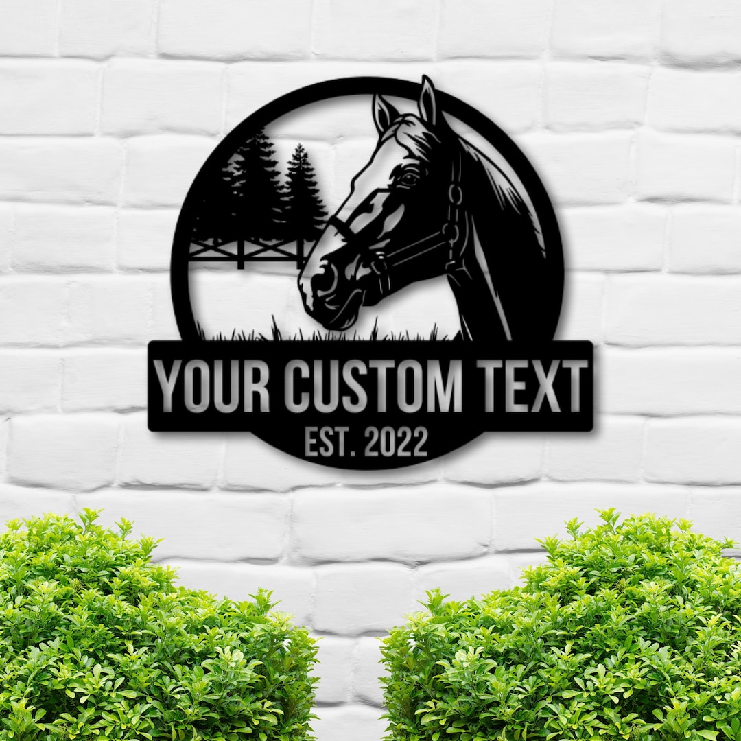 Custom Metal Horse Sign, Custom Horse Ranch Sign, Horse Ranch Sign ...