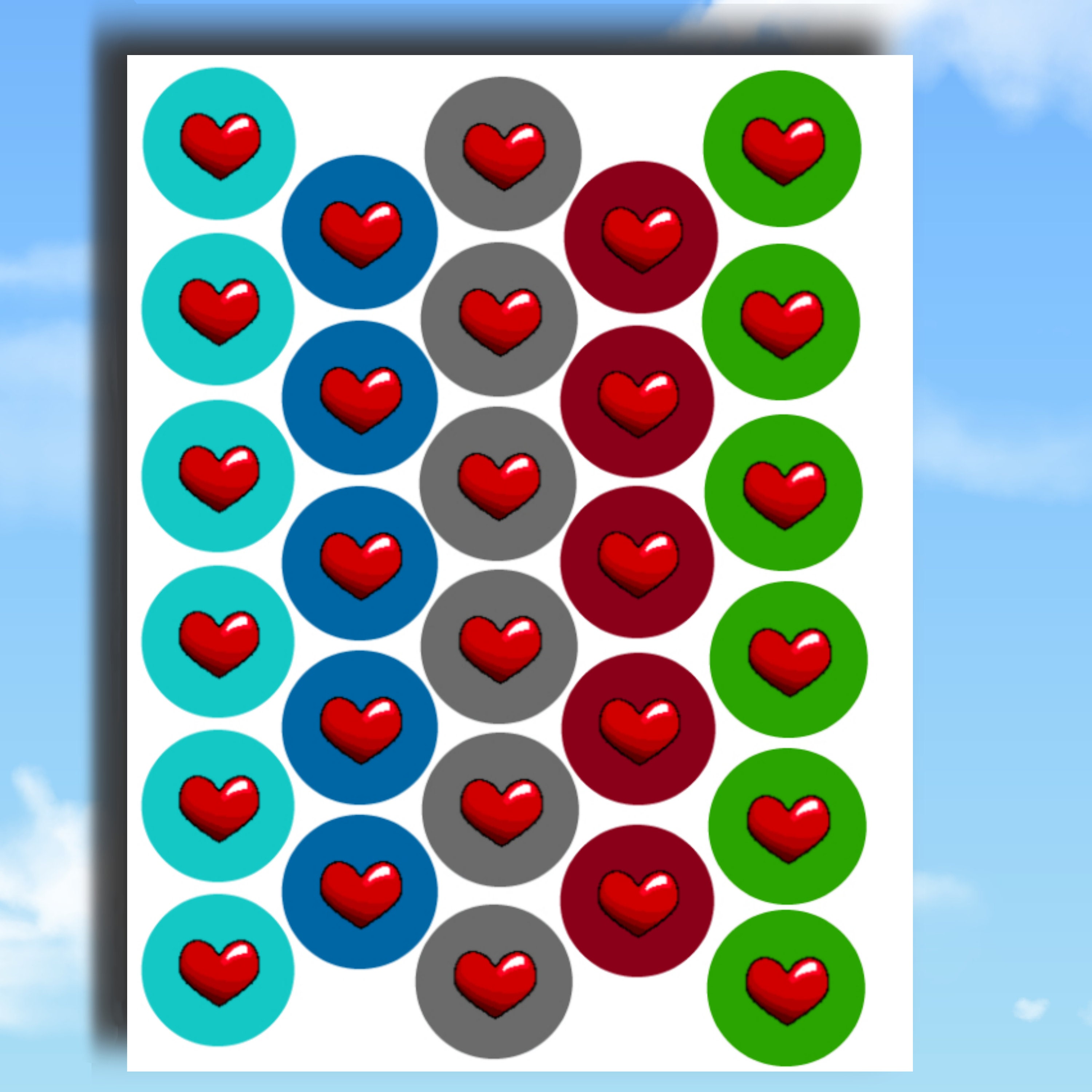 Pixel Red Heart Button Template for 1" Buttons | Digital Download - Etsy