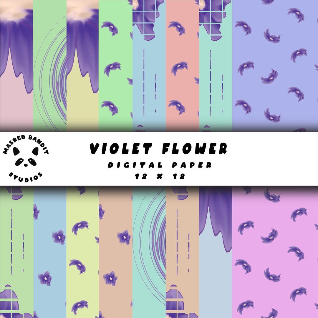 Violet Flower Digital Paper 12x12 Pack - Etsy