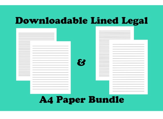 Downloadable Lined Legal & A4 Paper Bundle | Etsy