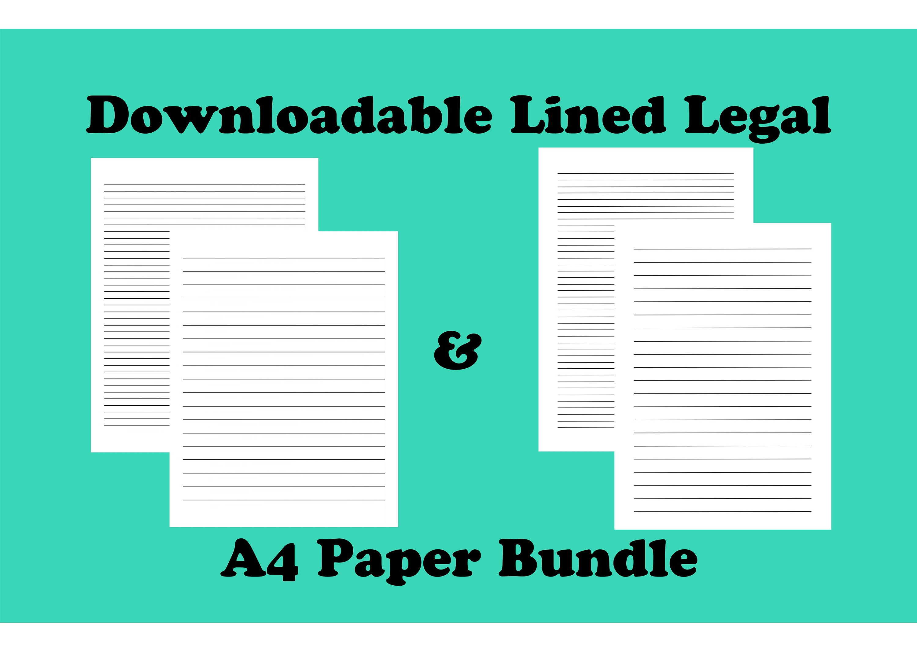 Downloadable Lined Legal & A4 Paper Bundle - Etsy