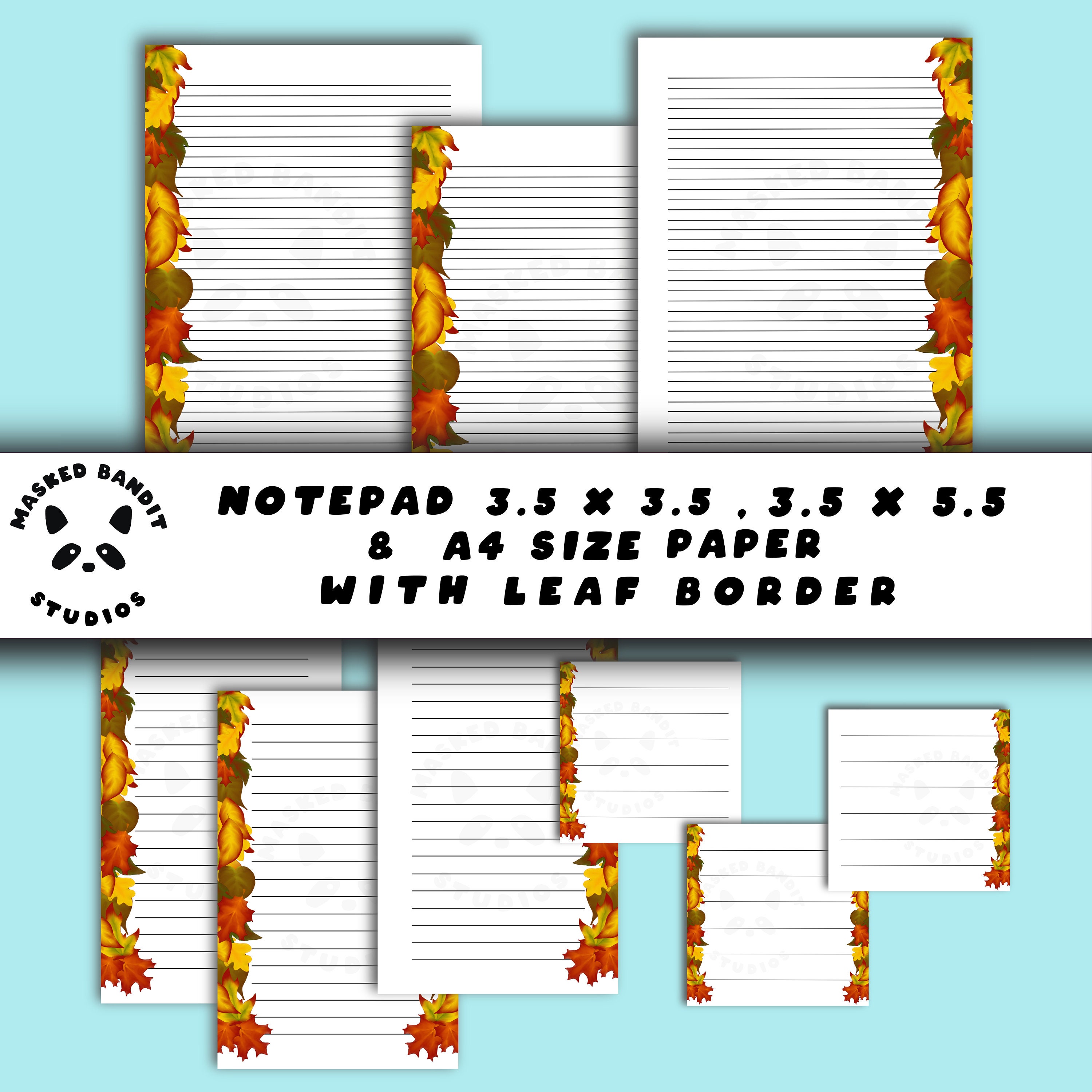 Notepad 3.5x3.5, 3.5x5.5, & A4 Paper With Leaf Border - Etsy