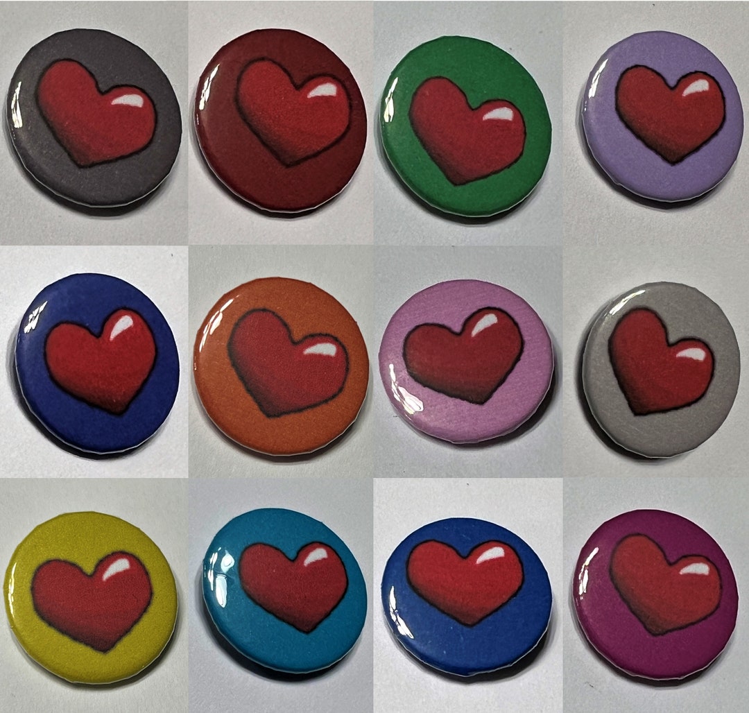 90's Nostalgic Pixel Heart Variety Button 20+ Pack - Etsy