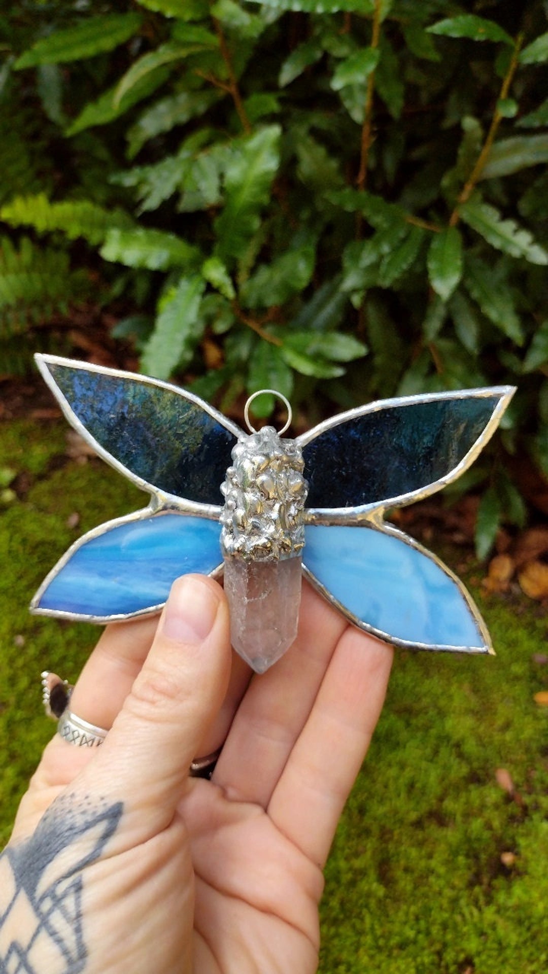 WATER Elemental Faerie Fae Stained Glass Suncatcher BLUE Elements ...