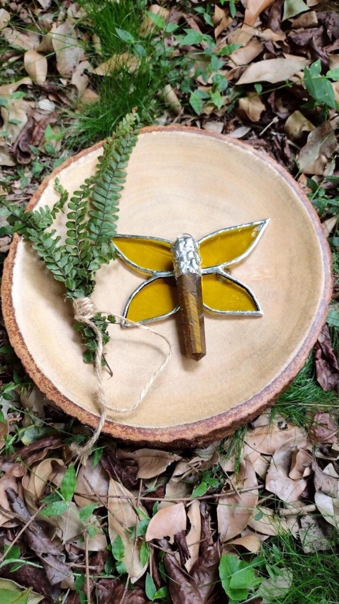 TIGERS EYE Faerie Fae Stained Glass Suncatcher Yellow Alchemy Elemental ...