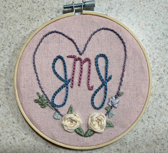 JMJ Floral Heart Embroidery Pattern | Etsy