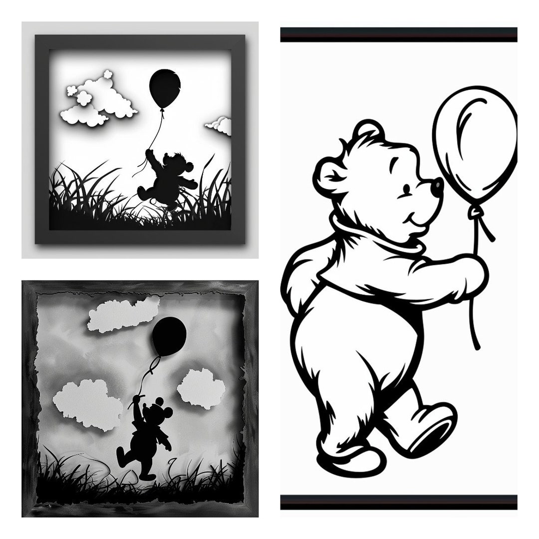 16 Winnie the Pooh Black Lines for Laser Cut, Wall Deco, Cnc, Svg - Etsy