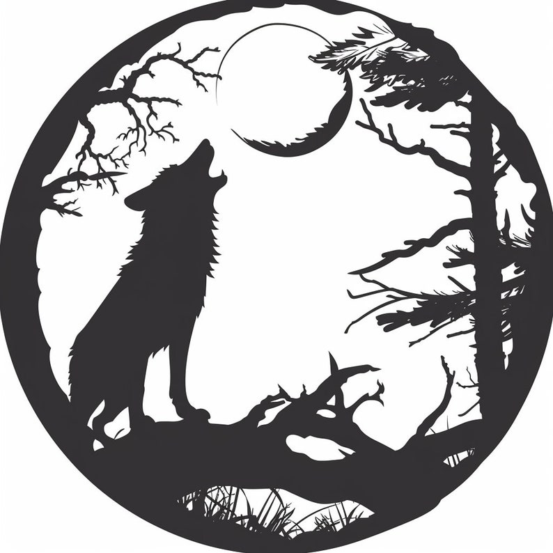 4 Wolf Howling at the Moon, Simple Svg Cut File Design - Etsy