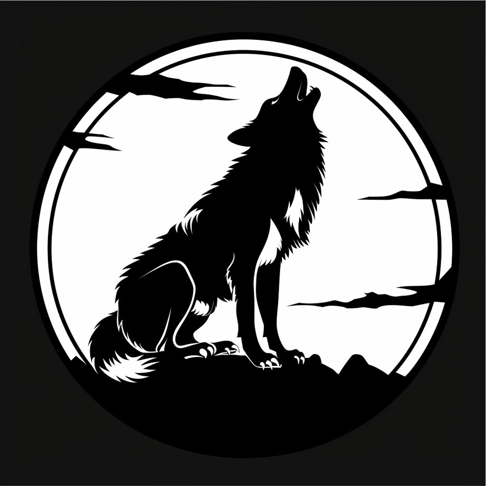 4 Wolf Howling at the Moon, Simple Svg Cut File Design - Etsy