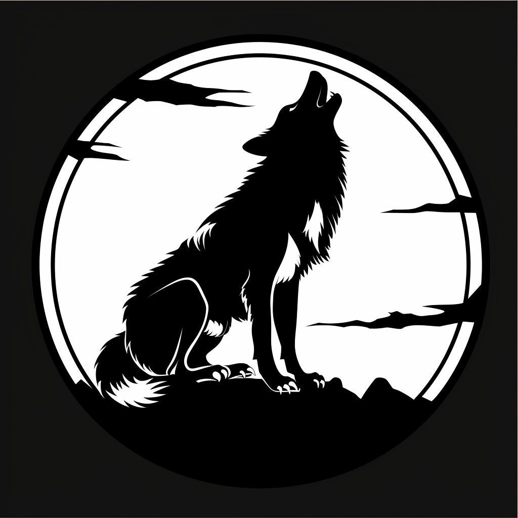 4 Wolf Howling at the Moon, Simple Svg Cut File Design - Etsy