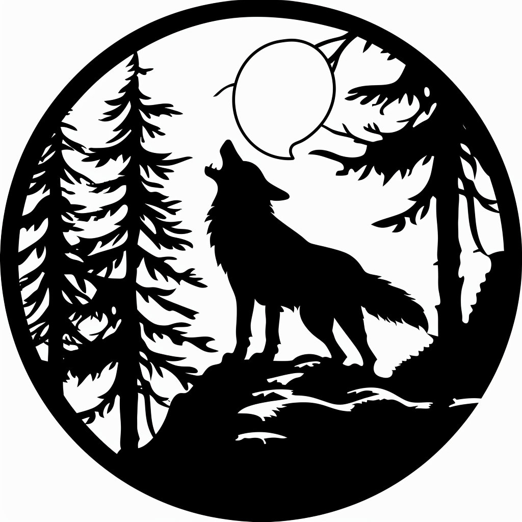 4 Wolf Howling at the Moon, Simple Svg Cut File Design - Etsy