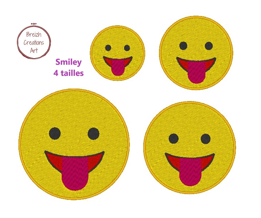 Smiley Machine Embroidery Design, Smile That Sticks Out Its Tongue ...