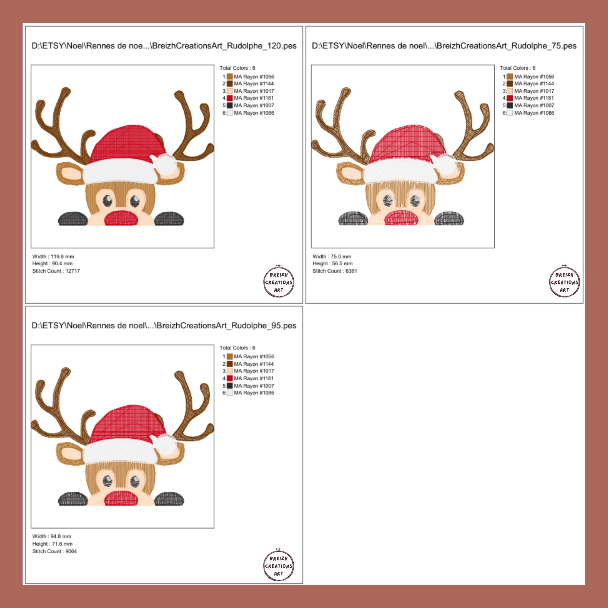 Rudolph Machine Embroidery Design Christmas Red Nosed - Etsy